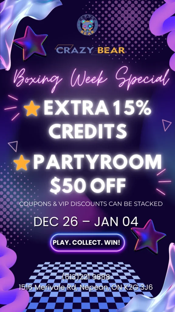 Crazy Bear - Ottawa Party Room Rental, Arcade, VR, Claw Zone & Fun